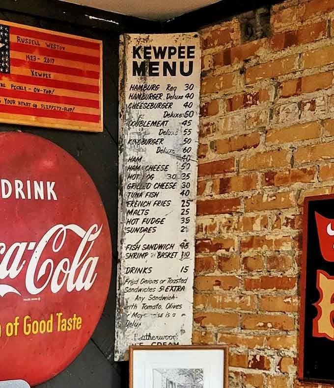 History hangs on the wall &ndash; this vintage menu board showcases Kewpee's commitment to simplicity and tradition, with offerings that have satisfied generations.