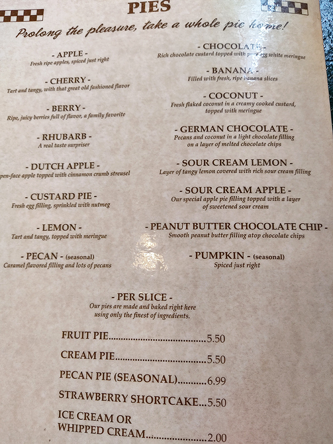 The pie menu reads like poetry for your taste buds. Choosing just one feels like Sophie's Choice for dessert lovers.