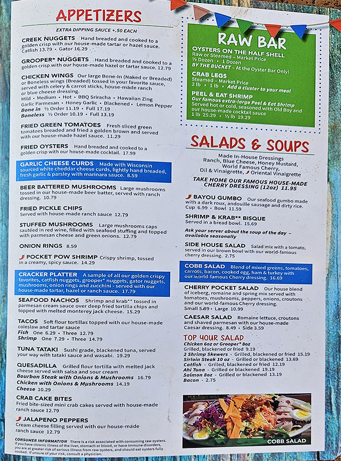 The menu reads like a love letter to Florida's waters &ndash; offering everything from Creek nuggets to fresh-caught seafood prepared with unpretentious expertise.