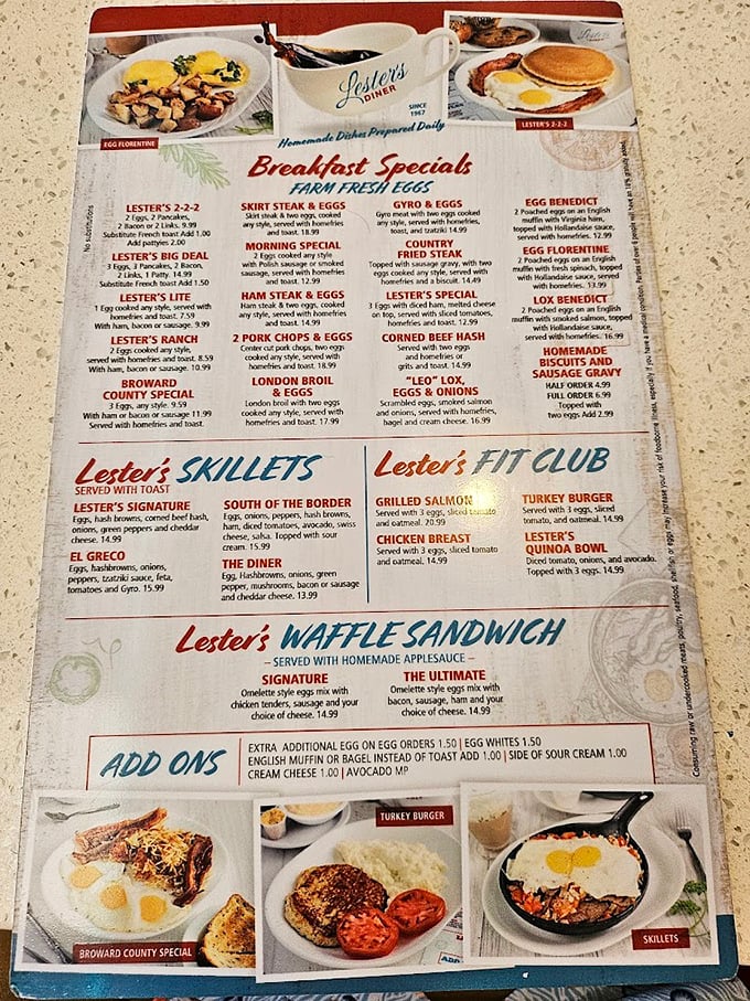 A treasure map of comfort classics, Lester's menu showcases everything from "farm fresh eggs" to signature skillets that have satisfied cravings for generations.