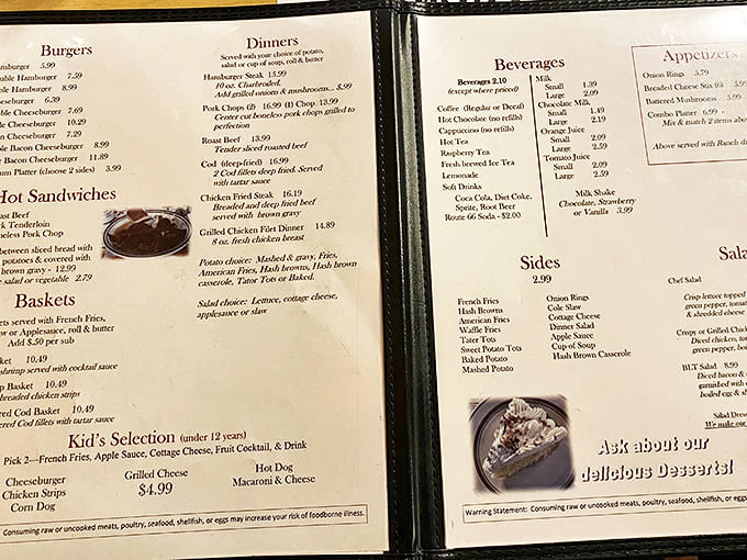 The menu tells a story of heartland classics &ndash; no fancy descriptions needed when the food speaks this eloquently for itself.