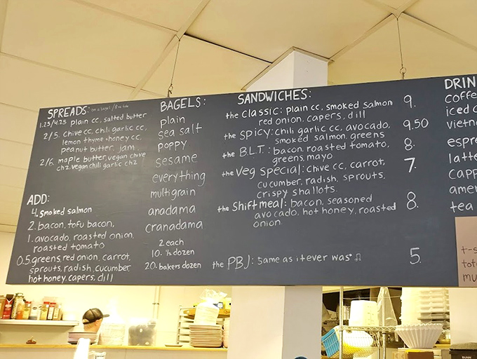 Decisions, decisions! The chalkboard menu offers a tantalizing glimpse of bagel perfection &ndash; from classic combinations to seasonal specialties.