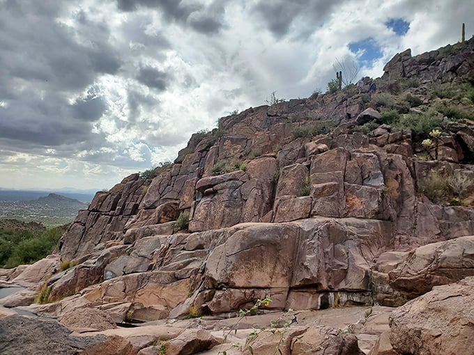 These ancient rock walls have witnessed centuries of desert drama, their rugged faces telling stories if you know how to listen.