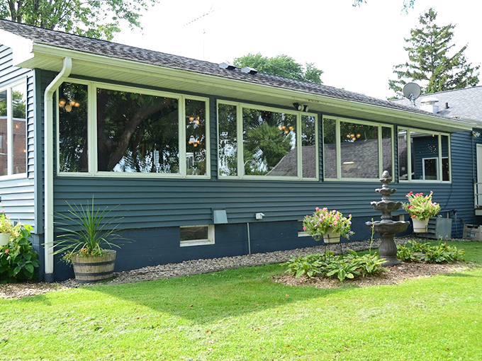 Large windows line Blanck's dining room, filling the space with natural light that showcases their famous steaks and seafood specialties.