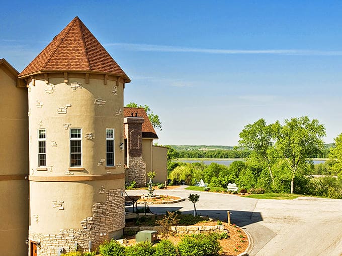 The castle tower and grounds at Goldmoor Inn prove that luxury and medieval charm make perfect roommates in Galena.