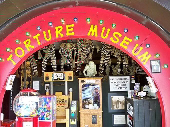 Behind this glowing red archway lurks a macabre collection that's definitely not for the faint of heart. Wisconsin Dells' darkest attraction awaits!