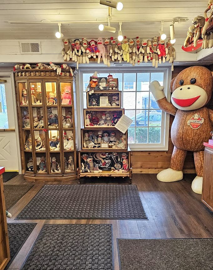 Inside, sock monkeys of every size and style wait to bring smiles to visitors' faces.