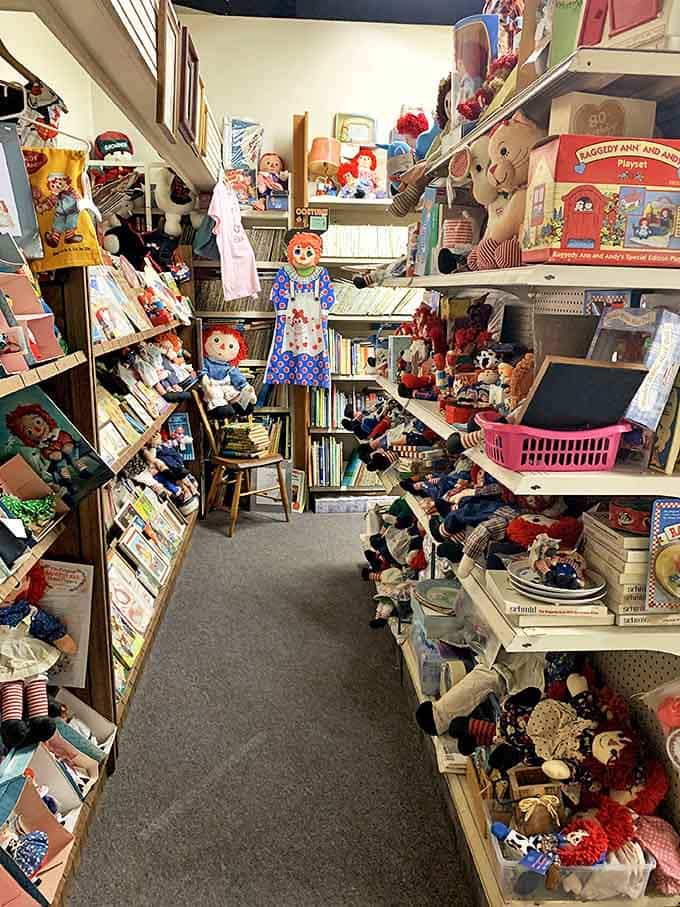 Navigate this organized chaos of vintage treasures where every turn reveals another forgotten friend from childhood, meticulously arranged in themed sections.