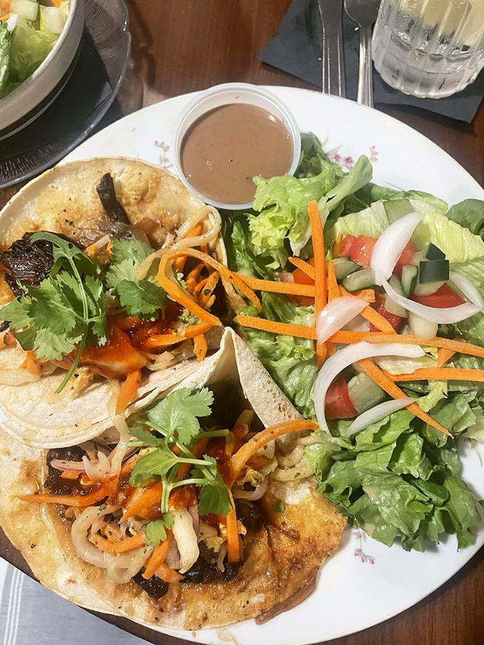 These tacos aren't just a meal, they're an experience – tender beef nestled in warm tortillas with fresh toppings that create the perfect harmony of flavors.