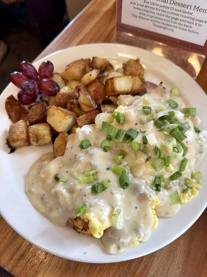 Biscuits and gravy that could make a Southern grandmother weep with joy&mdash;fluffy clouds of dough swimming in savory gravy that's practically drinkable.