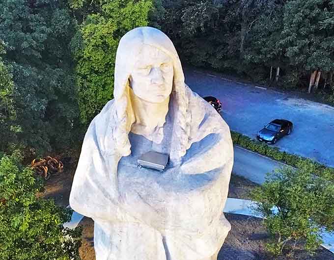 Up close, the weathered details reveal a century of standing watch through Midwestern storms, scorching summers, and freezing winters.