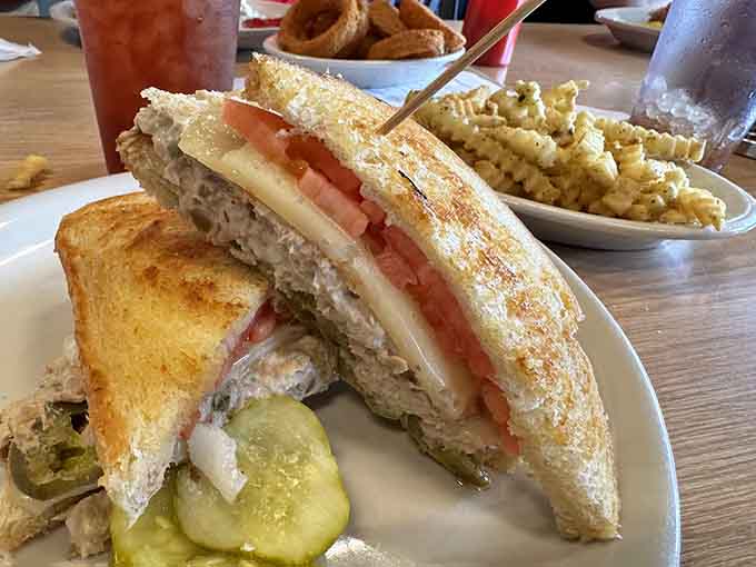 This club sandwich is a masterclass in proportion, with crispy toast and perfectly layered ingredients throughout.