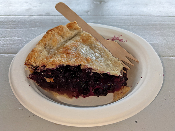 A slice of wild Maine blueberry heaven &ndash; the perfect balance of flaky crust and intensely flavorful filling that'll haunt your dreams.