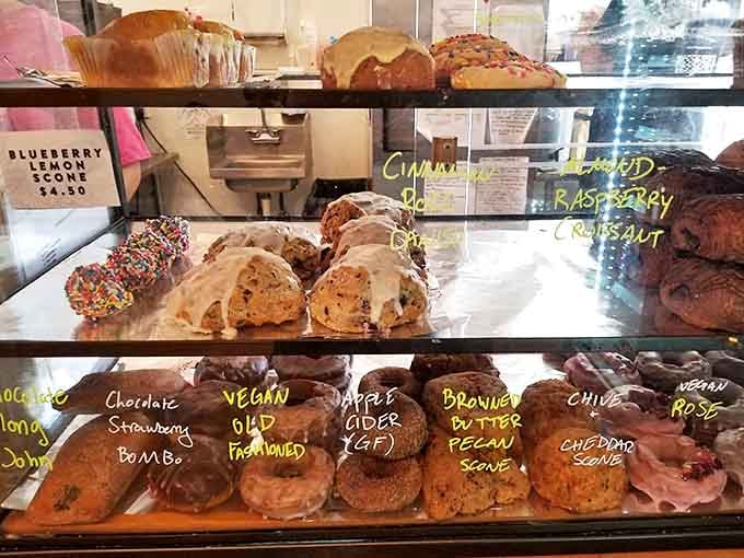 The pastry case lineup looks like the starting roster for Team Delicious, and everyone's an MVP.