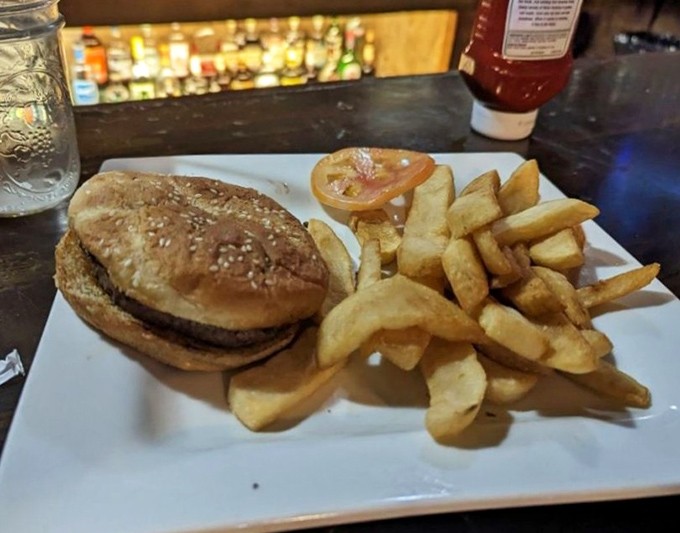 This isn't just any burger &ndash; it's buffalo meat perfection on a bun, accompanied by golden fries that strike the perfect balance between crispy and fluffy.