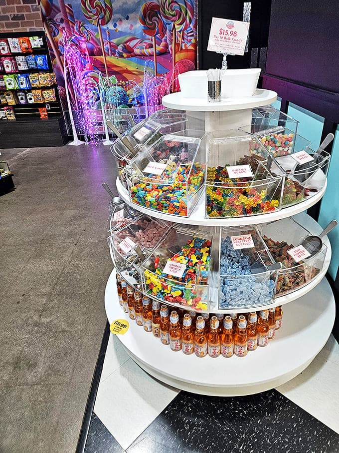 Decisions, decisions! The bulk candy display creates the sweetest kind of choice paralysis for visitors young and old.