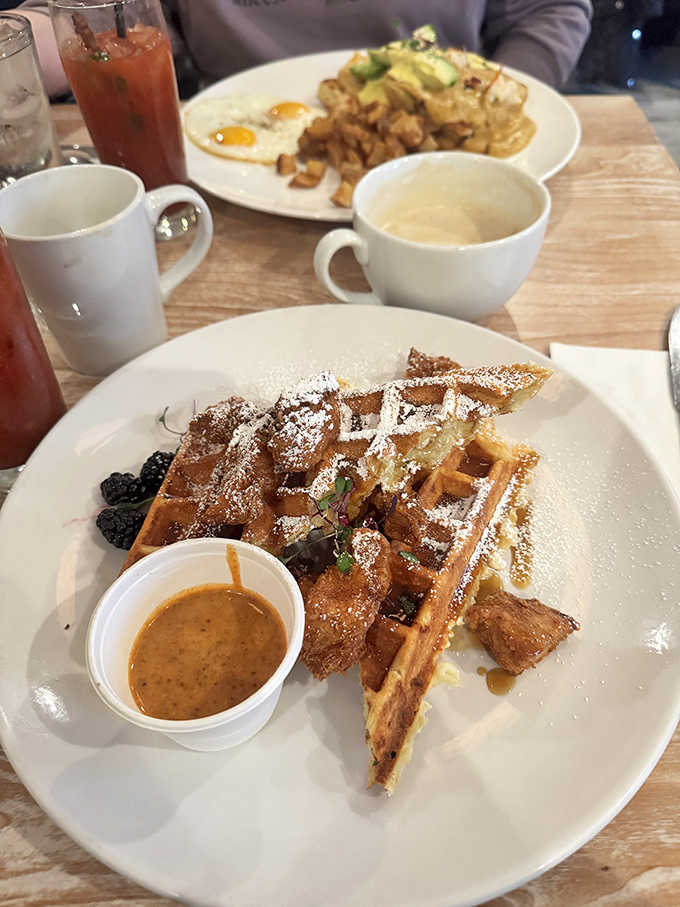 Golden, crispy chicken perched atop a jalape&ntilde;o buttermilk waffle &ndash; this signature dish has people making special trips from counties away.