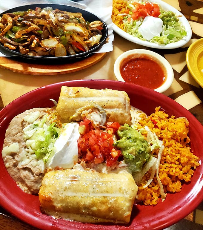 This isn't just dinner &ndash; it's edible artwork. The chimichanga dinner arrives with all the fixings, creating a colorful fiesta on your plate.