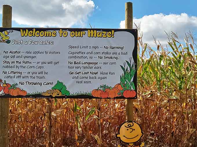 The "Corn Cops" lay down the law with a humorous touch &ndash; no running, no smoking, and absolutely no bad language around those sensitive corn ears!