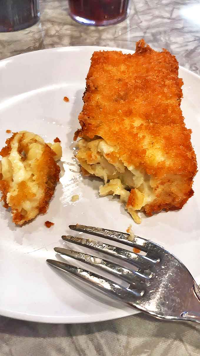 Fried mac and cheese that makes you question why all mac and cheese isn't breaded and fried into golden, crispy perfection.