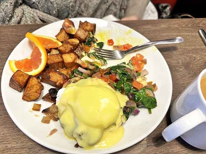 The Garden Benedict &ndash; a masterpiece of perfectly poached eggs, fresh vegetables, and hollandaise sauce that might just ruin all other breakfasts for you.