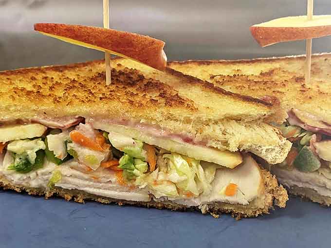 The Gourmet Turkey sandwich with apple and cranberry mayo proves that familiar favorites can still surprise and delight your taste buds.