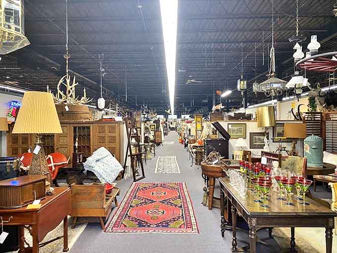 Long aisles stretch before you like time tunnels, each step potentially leading to that perfect piece you never knew you needed.