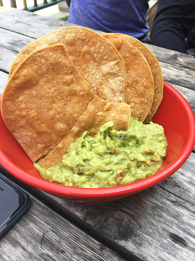 Fresh guacamole and warm tortilla chips &ndash; a simple pleasure elevated to art form with perfect seasoning and chunky, just-mashed texture.