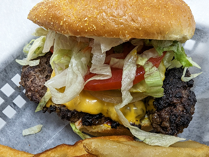 This isn't just a burger &ndash; it's a masterpiece of beef, cheese, and fresh toppings that makes fancy gourmet versions seem unnecessarily complicated.