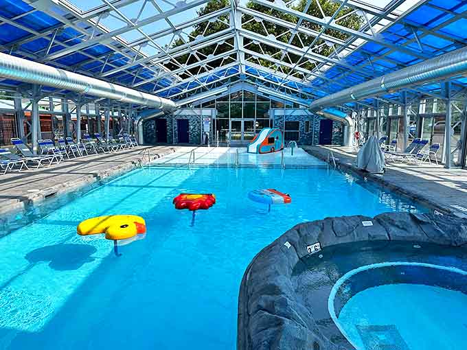 Indoor pool: Michigan weather outside? Who cares! This tropical paradise under glass keeps summer alive regardless of what Mother Nature decides.