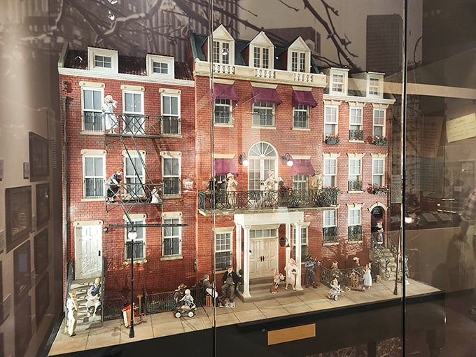 The John Bellamy House captures 19th-century urban life in brick-by-brick perfection, complete with tiny residents going about their eternally paused daily routines.