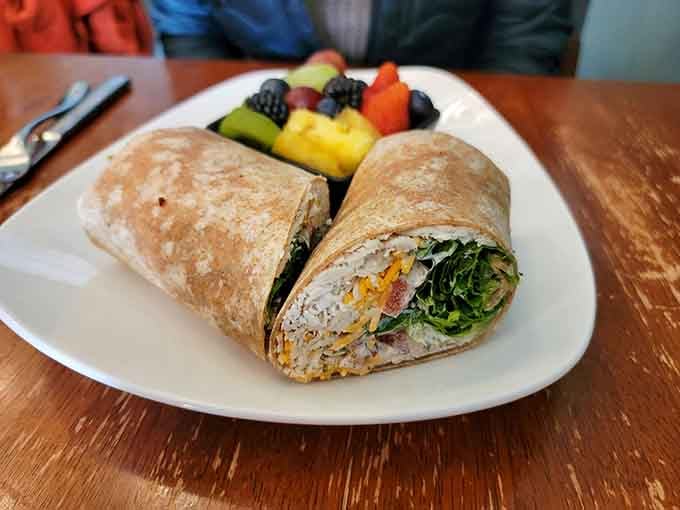 The Turkey Bacon Wrap arrives looking deceptively simple but delivers flavors that'll make you a regular.