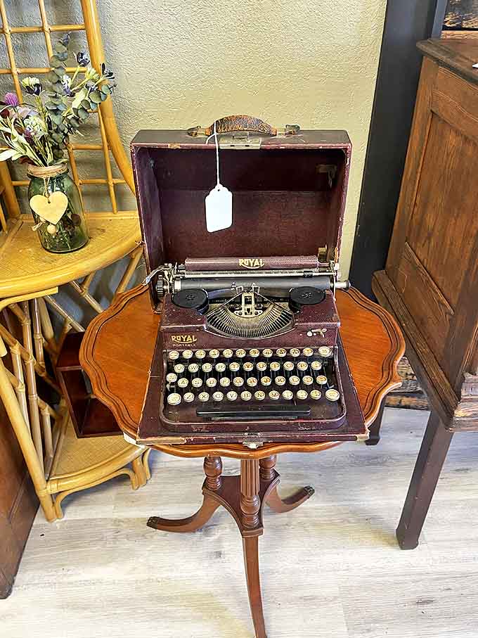 This vintage Royal typewriter isn't just a decoration &ndash; it's a time machine waiting for someone to tap out the next great American novel.