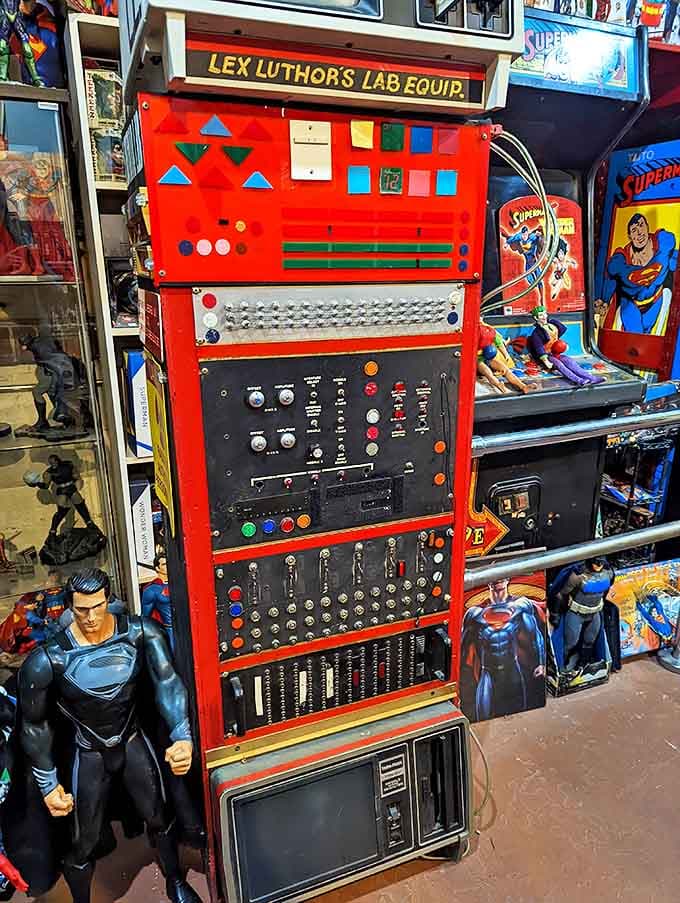 Lex Luthor's lab equipment looks like it could either save the world or destroy it, depending on whether you remembered to read the instruction manual before plugging everything in.