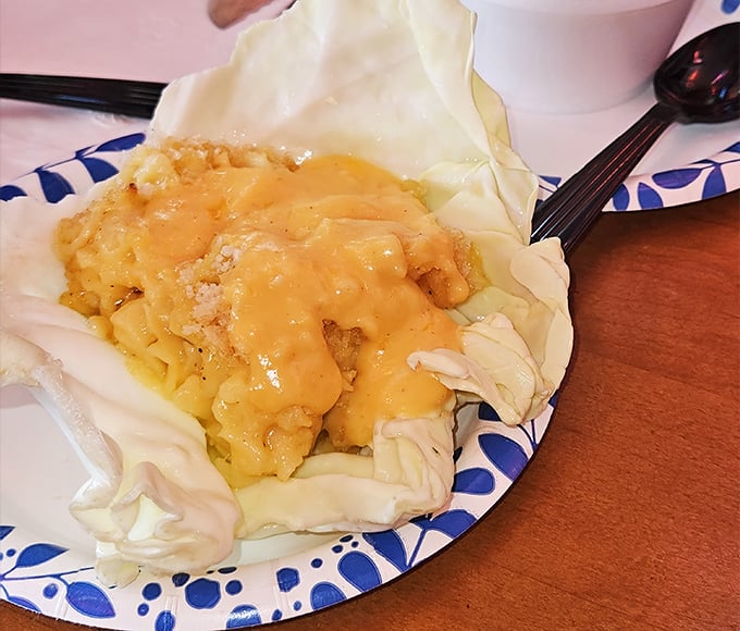 Mac and cheese nirvana! Served in a cabbage leaf "bowl," this creamy masterpiece has converted even the most stubborn cheese skeptics.