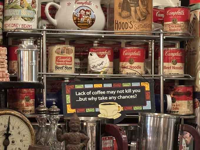 Campbell's soup cans arranged like pop art, proving Andy Warhol was onto something about finding beauty in everyday objects.