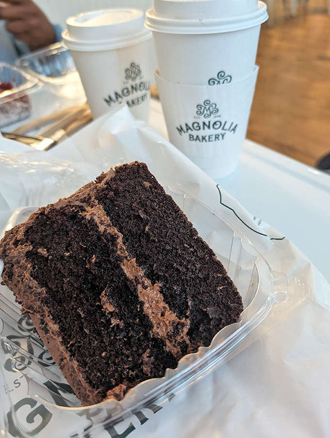 Three glorious layers of chocolate cake separated by coconut-pecan frosting, because sometimes more is actually more and that's perfectly fine.