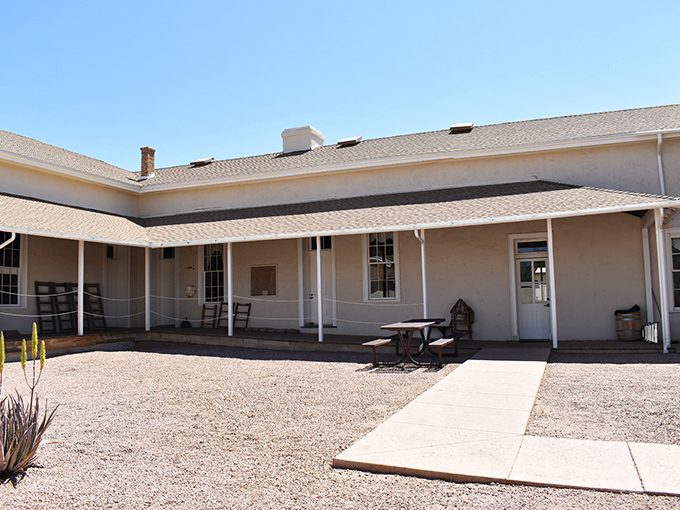 The territorial-style verandas of McFarland State Historic Park practically beg visitors to sit a spell and slow down to Florence time.