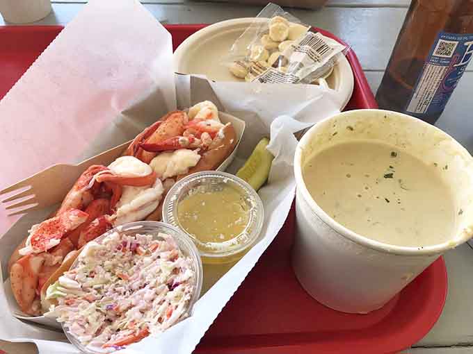 The dynamic duo: lobster stew meets lobster roll in a pairing that'll make you forget every other lunch you've ever eaten.