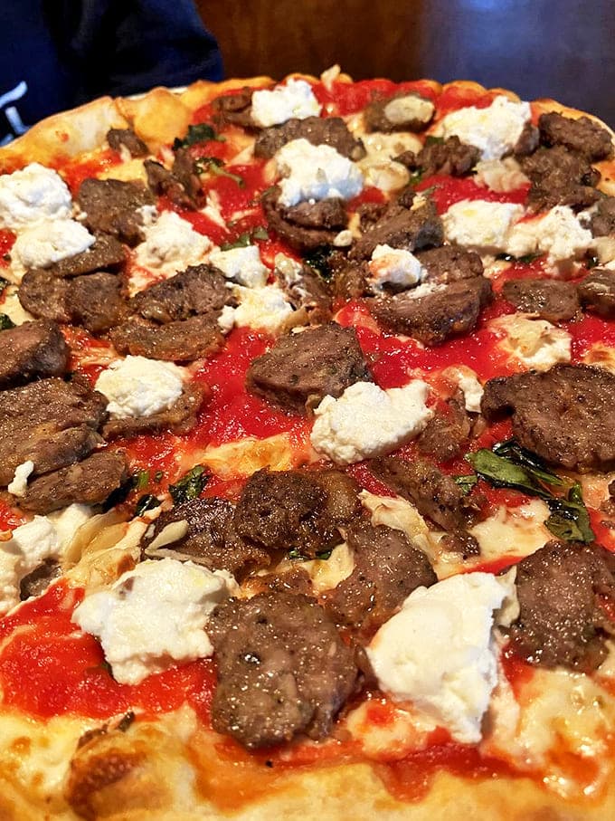 Meatball pizza that makes you question all other pizzas you've ever loved &ndash; those ricotta dollops are little clouds of heaven.