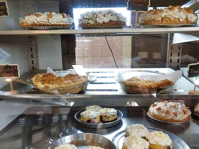The pie case at Nancy's isn't just a display &ndash; it's a shrine to the art of American baking, with meringues that defy both gravity and restraint.