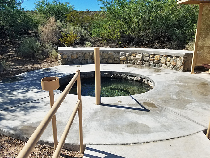 Nature's hot tub! This stone-lined natural spring maintains a perfect 96-degree temperature year-round, no plumbing or electricity required.