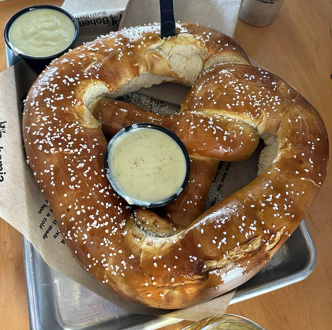 This isn't just a pretzel&mdash;it's an edible monument to German baking tradition, complete with dipping sauce worthy of its magnificence.