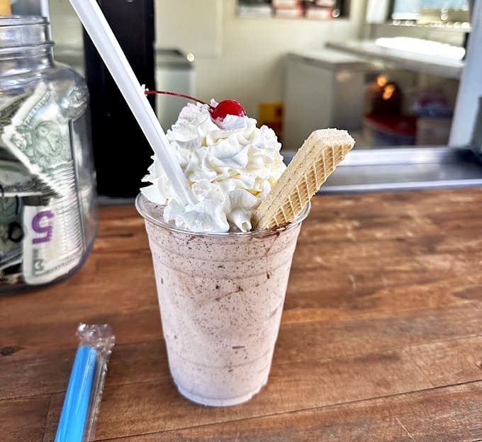 Oreo Malt with Wafer: This isn't just an Oreo malt—it's a towering masterpiece of cookies, cream, and whipped indulgence that demands to be savored slowly.