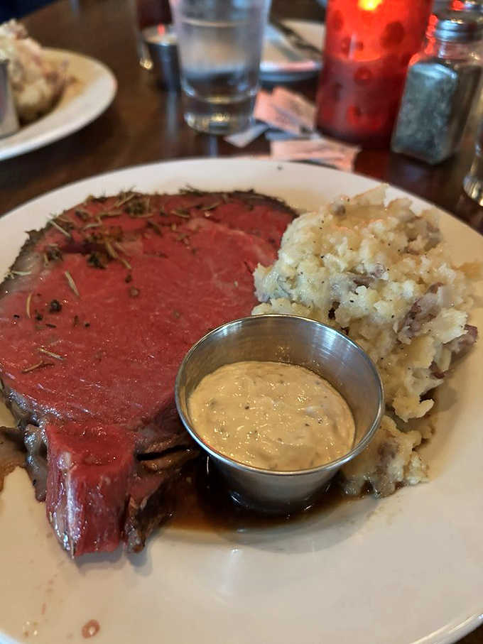 Prime rib so perfectly executed it deserves its own fan club &ndash; pink, juicy perfection paired with smashed potatoes that soak up every drop of au jus.