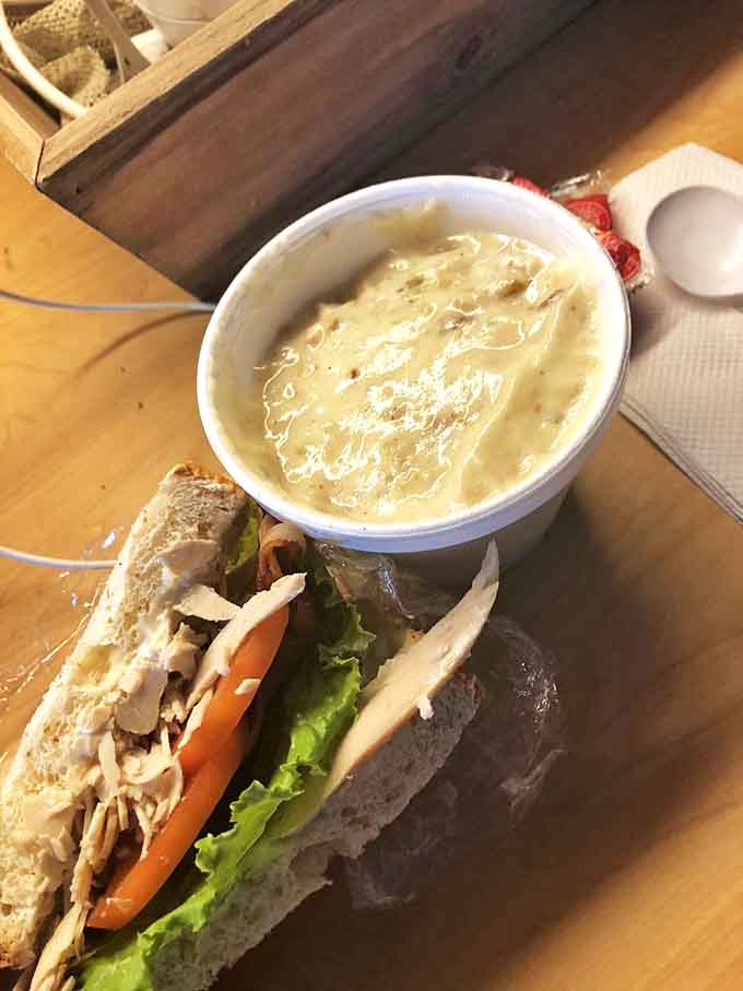 A perfect pairing: hearty sandwich meets creamy soup in a dance of flavors that makes Minnesota winters almost bearable.