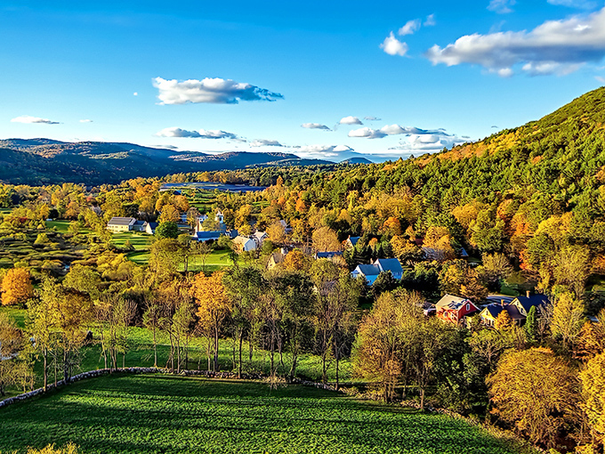 The breathtaking fall foliage frames Chester's valley setting, creating a treasure-hunting backdrop that rivals the antiques themselves for beauty and drama.