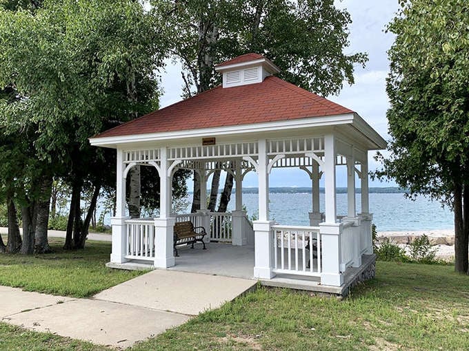This gazebo isn't just a structure&mdash;it's a relationship counselor, poetry inspiration, and meditation spot rolled into one perfect lakeside package.