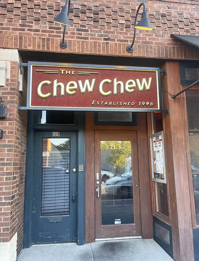 The Chew Chew restaurant's inviting facade promises comfort food with gourmet flair &ndash; a neighborhood gem where locals become regulars.