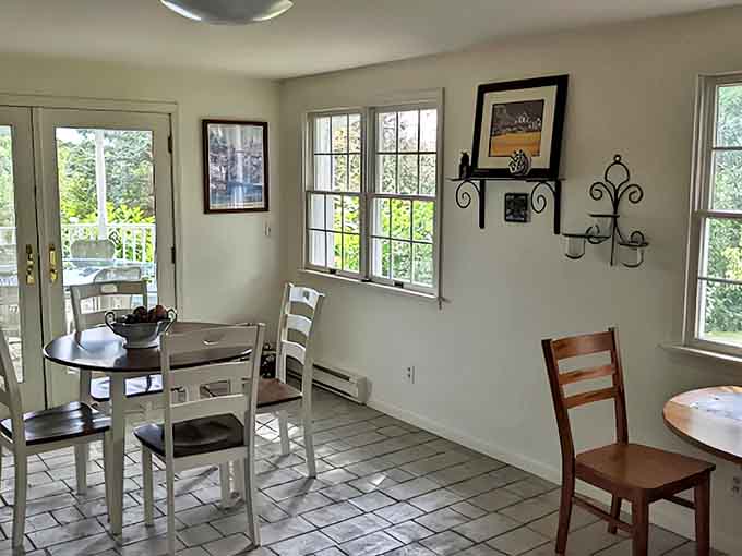 Morning conversations flow naturally in this bright dining area, where sunlight pours in and the promise of coffee refills hangs deliciously in the air.
